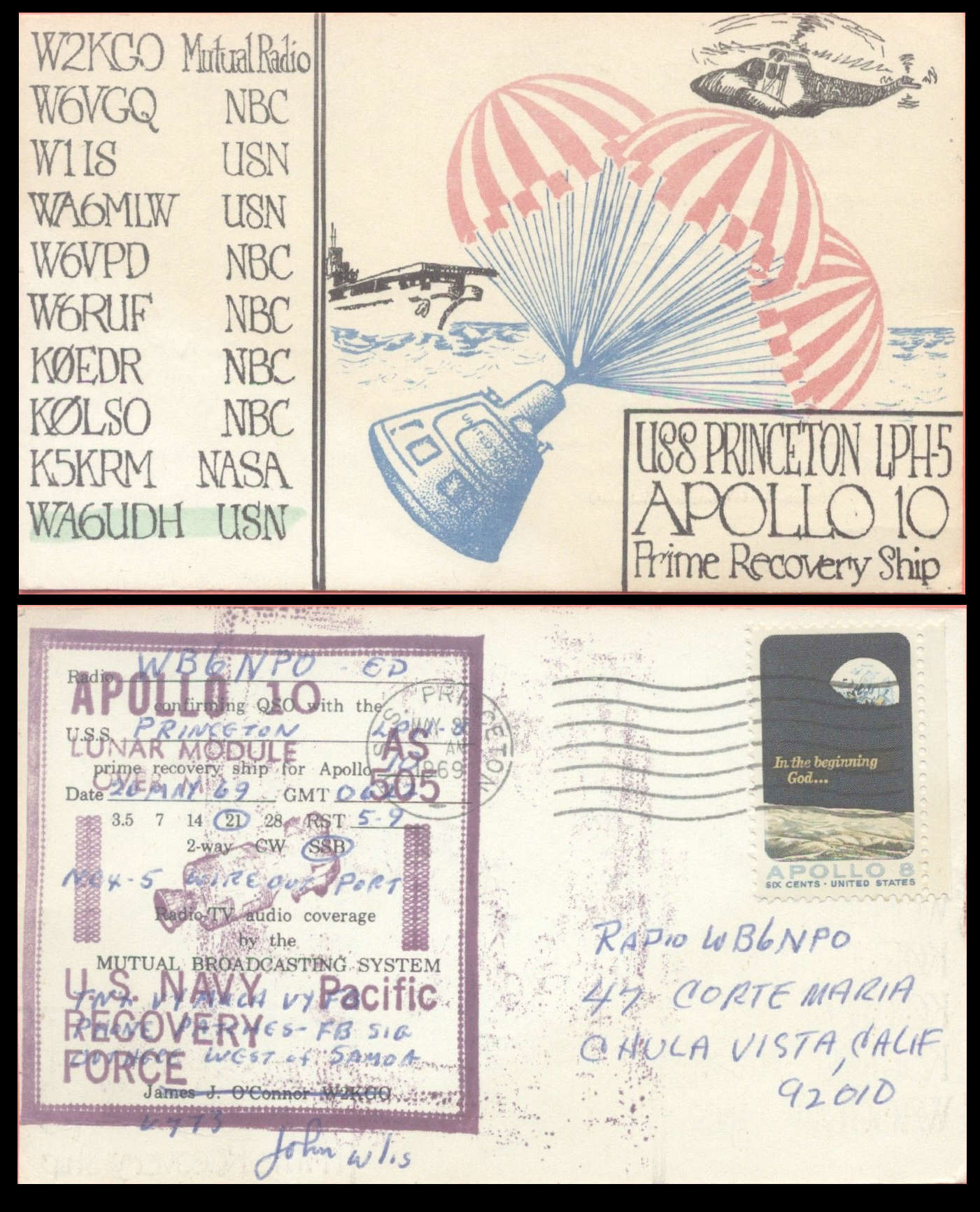 Apollo recovery ship QSL radio cards - collectSPACE: Messages
