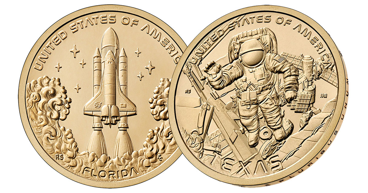 First look at space shuttle, Mission Control 2025 dollar coins from US ...