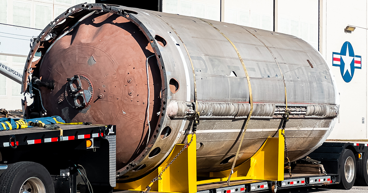 First recovered US rocket stage returned to its launch site for display ...