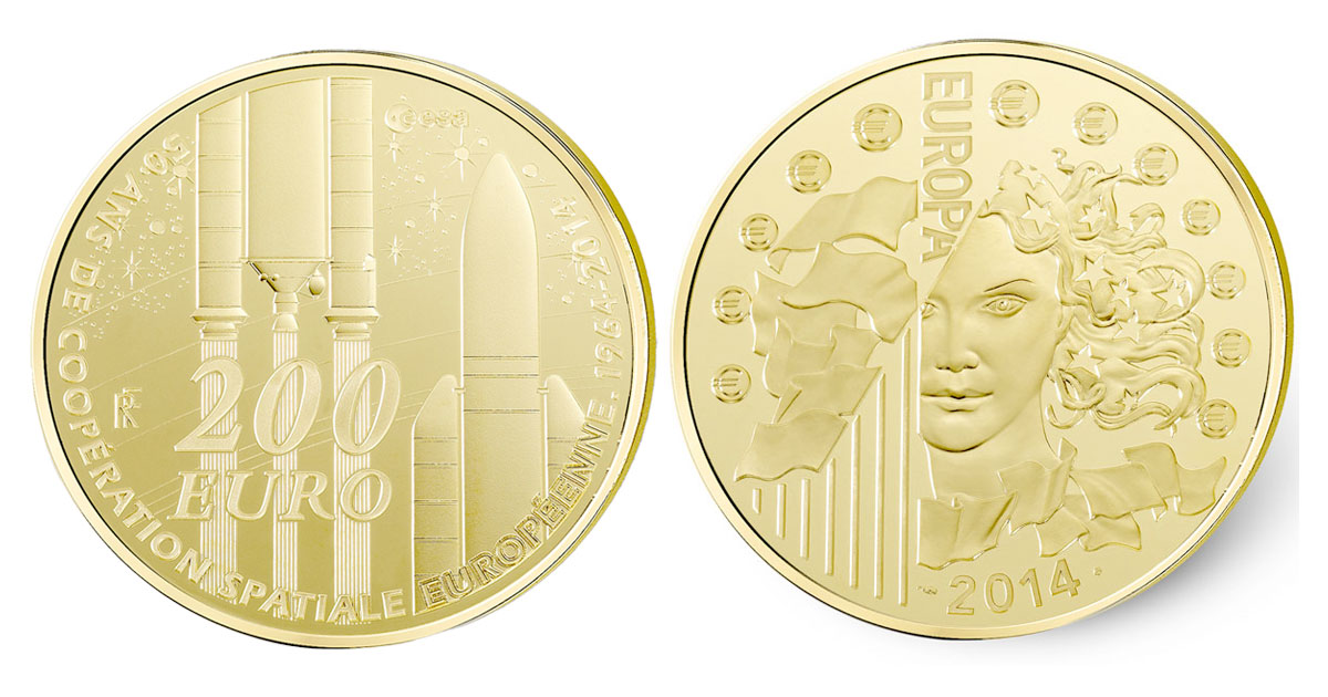 Rocket-engraved coins celebrate 50 years of European space exploits ...