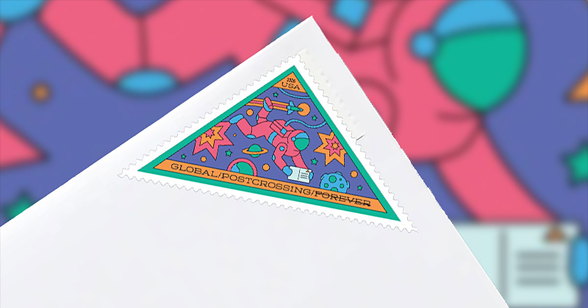 Space mail postage: New colorful USPS stamp depicts 'Postcrossing ...