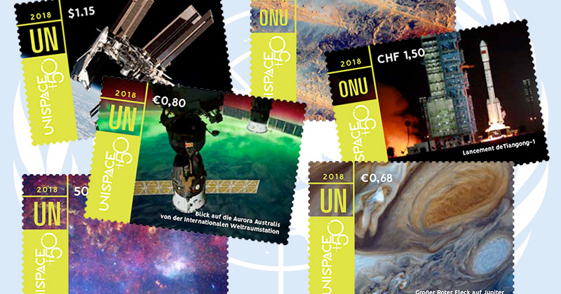United Nations stamps to mark 50 years of 'peaceful uses of outer space ...