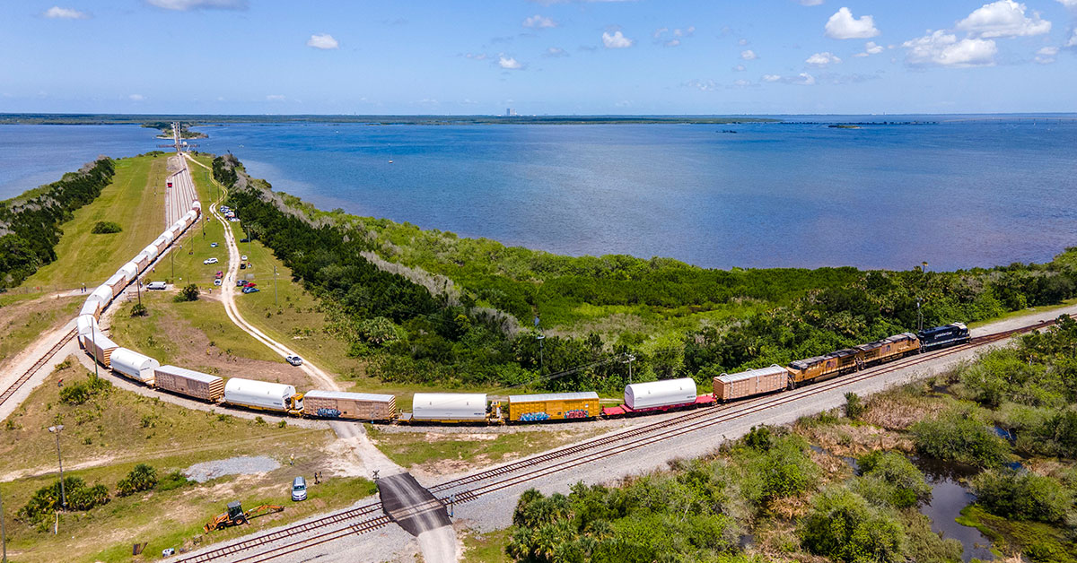 Shuttle-flown solid rocket segments arrive in Florida for Artemis I SLS ...