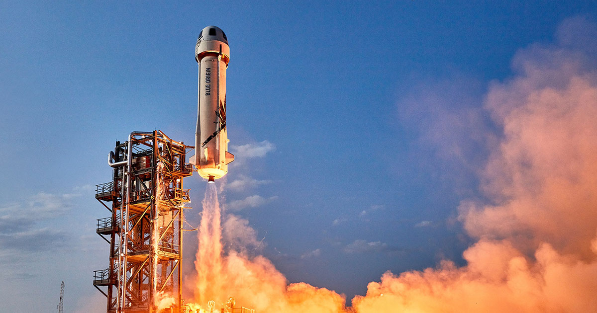 Jeff Bezos launches on Blue Origin's first New Shepard crewed flight ...