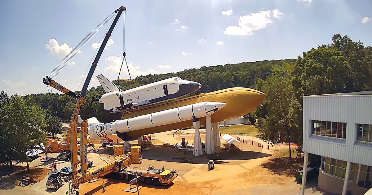 Mock shuttle Pathfinder restored atop its stack at Alabama rocket ...