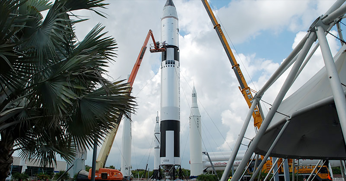 Rocket raising: Gemini-Titan rejoins Rocket Garden at Kennedy Space ...