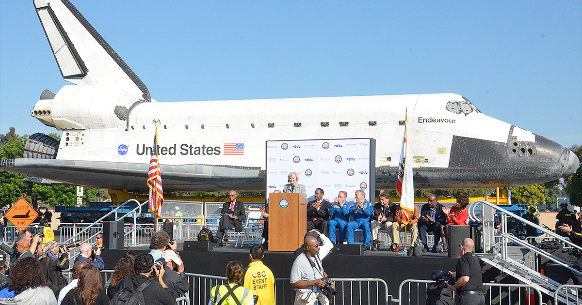 Space shuttle Endeavour launched on last journey through L.A. streets ...