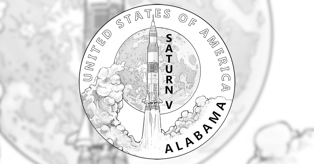 Saturn V rocket art revealed for 2024 American Innovation $1 coin ...