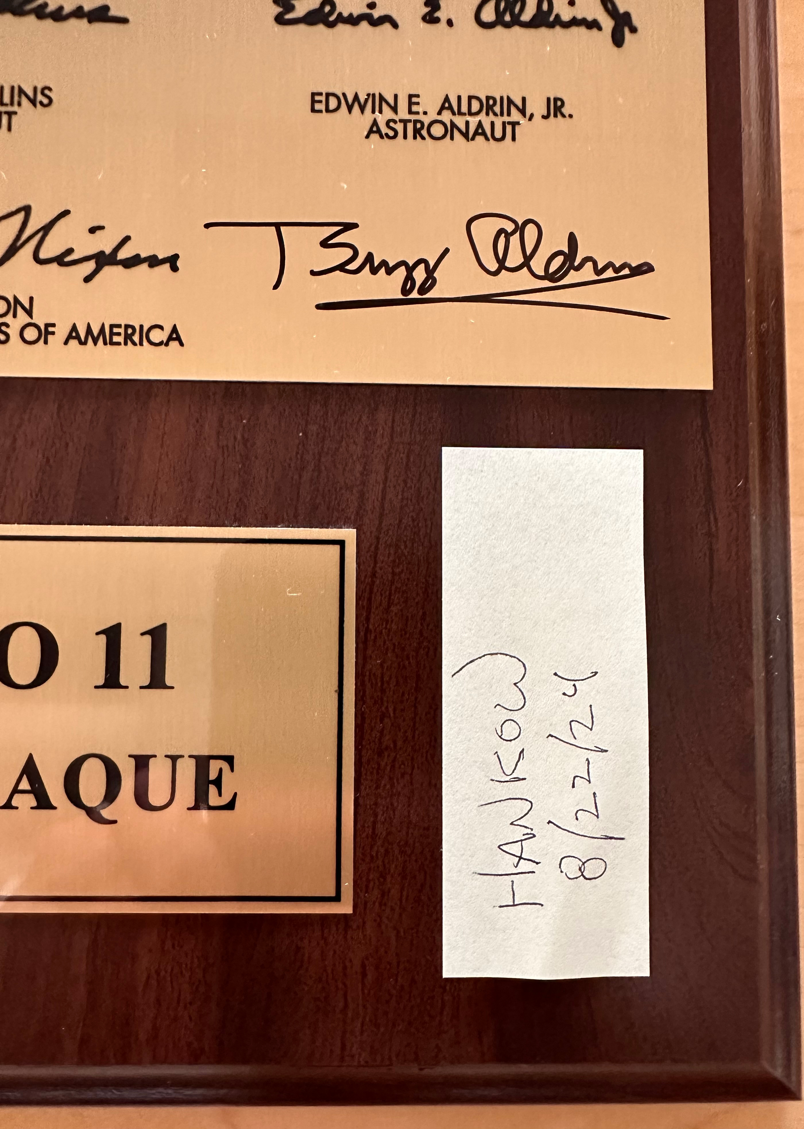 FS: Buzz Aldrin-signed lunar landing plaque - collectSPACE: Messages