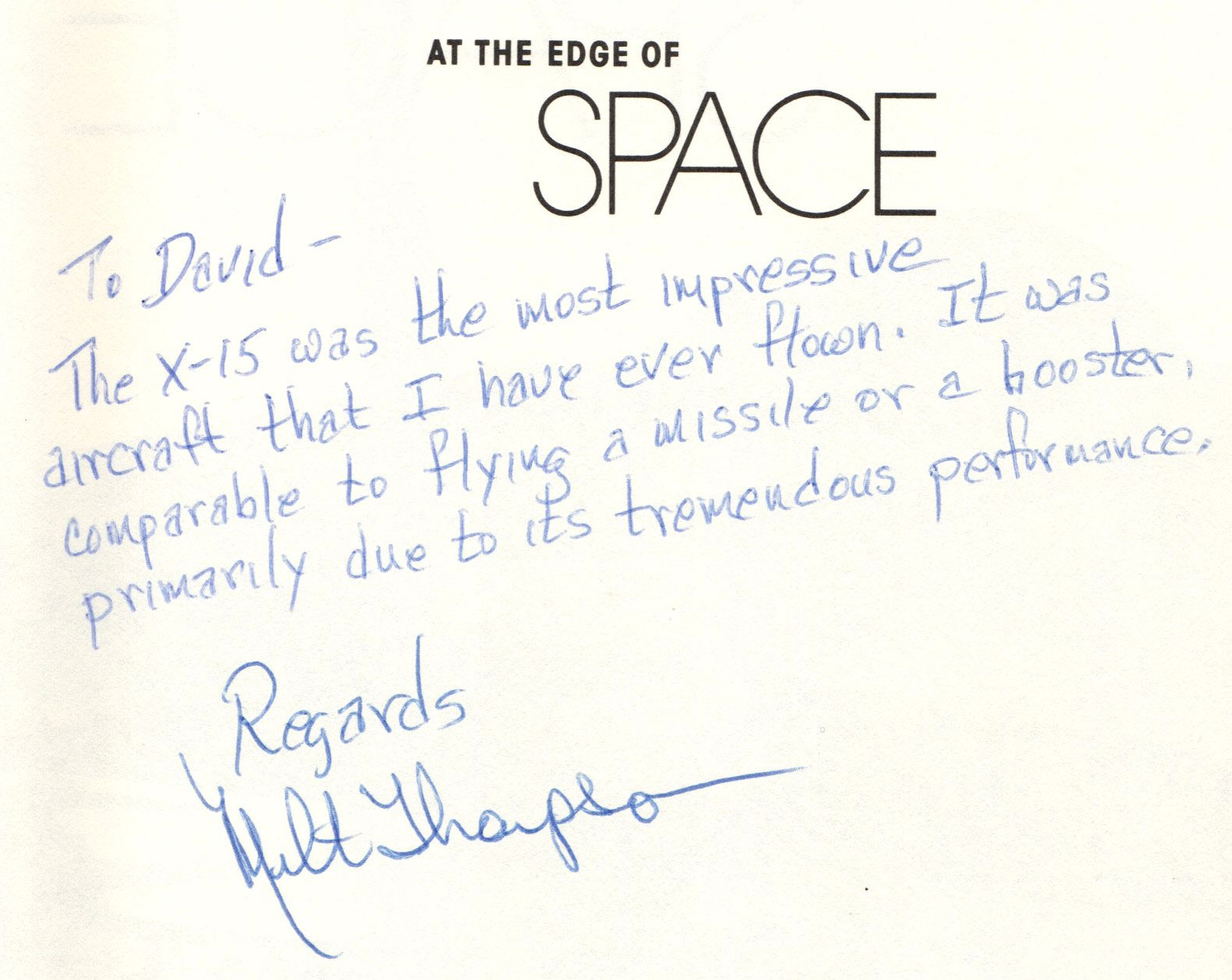 Value of Milt Thompson's X-15 book - collectSPACE: Messages