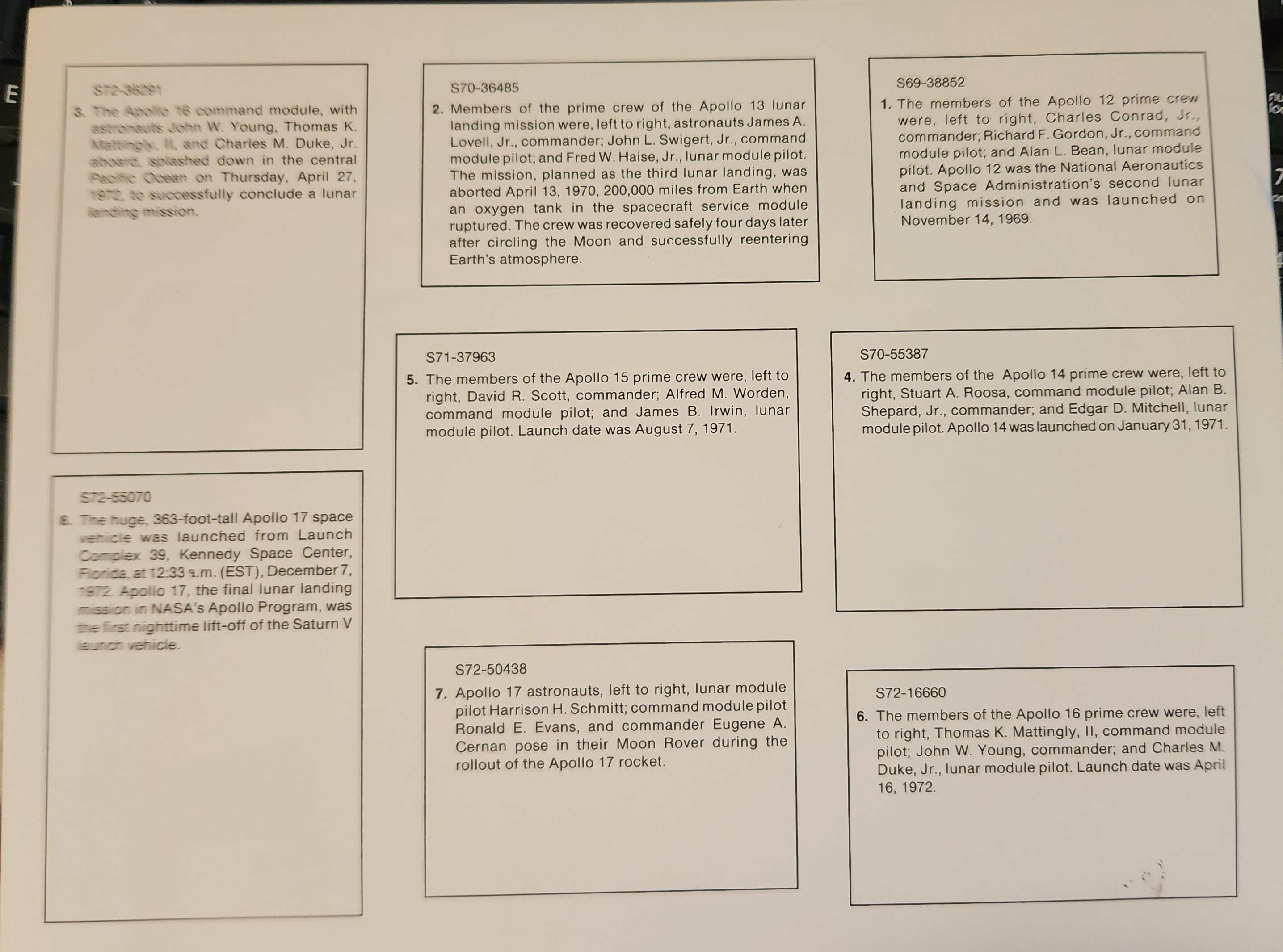 FS: Fred Haise-signed Apollo 12-17 crews litho - collectSPACE: Messages