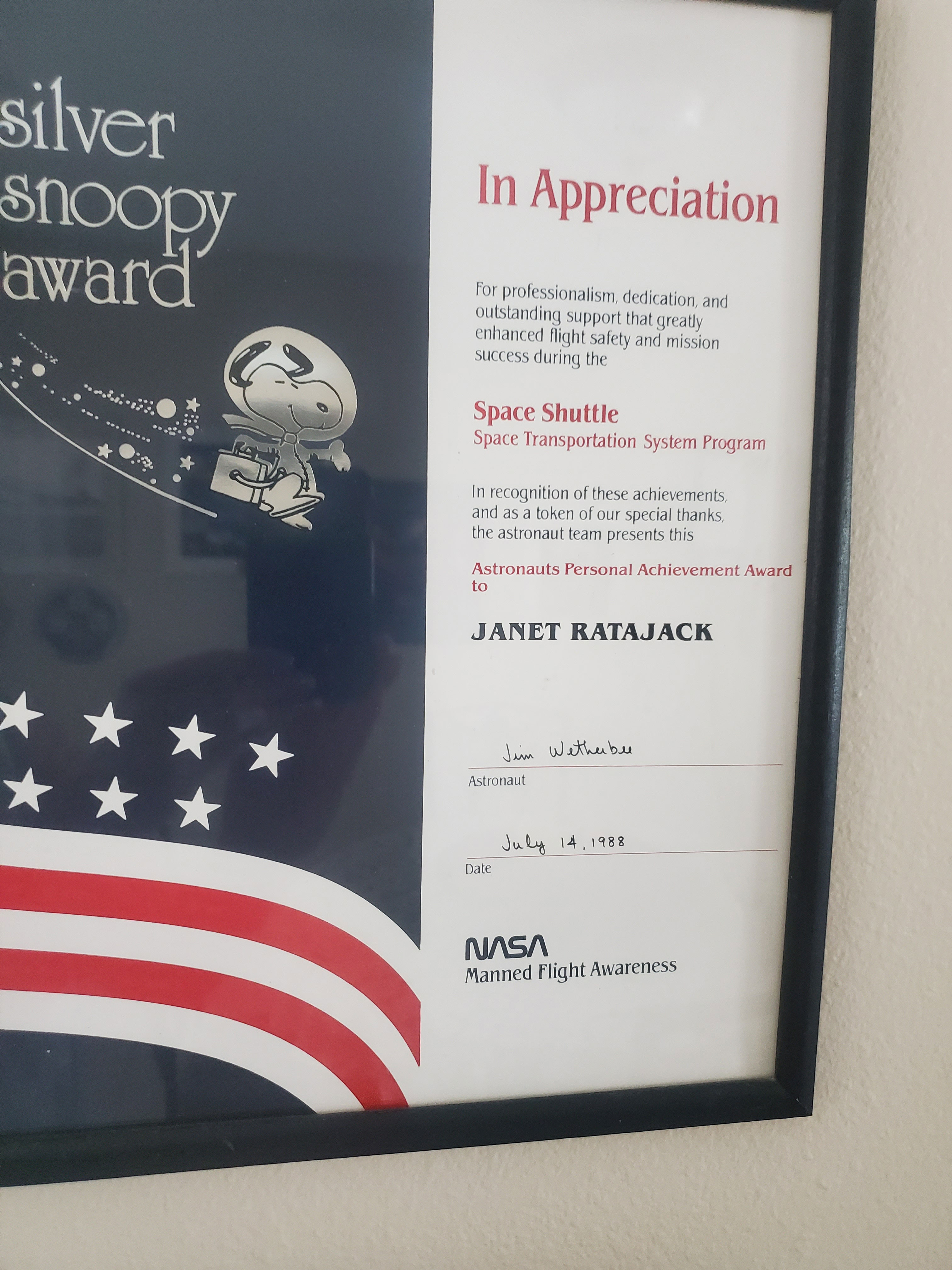 FS: Silver Snoopy award with documents - collectSPACE: Messages