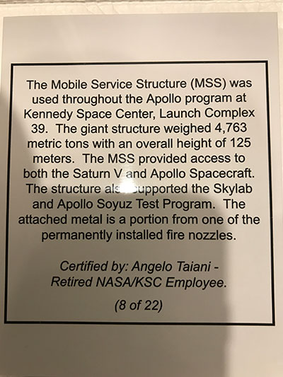 FS: Apollo Mobile Service Structure lucite - collectSPACE: Messages